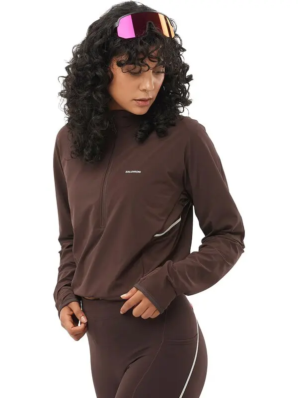 SALOMON Sense Aero Hybrid Cropped Pullover - Coffee Bean
