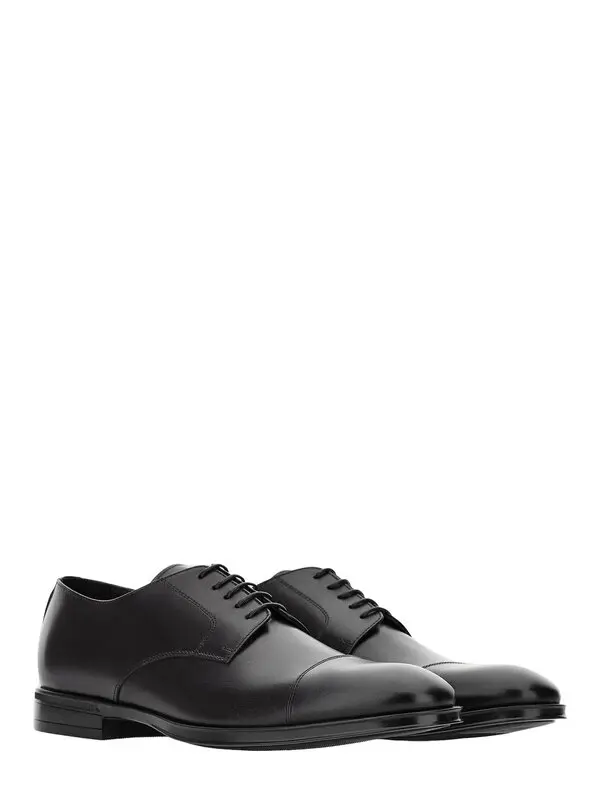 Canali Derby In Distressed Calfskin - Black