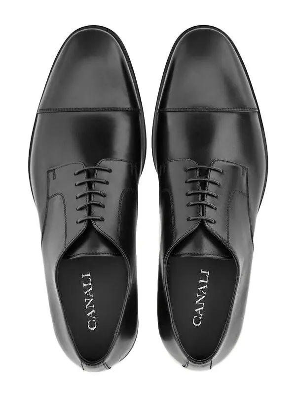 Canali Derby In Distressed Calfskin - Black