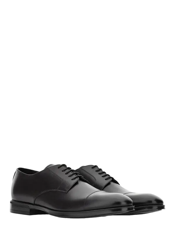 Canali Derby In Distressed Calfskin - Black
