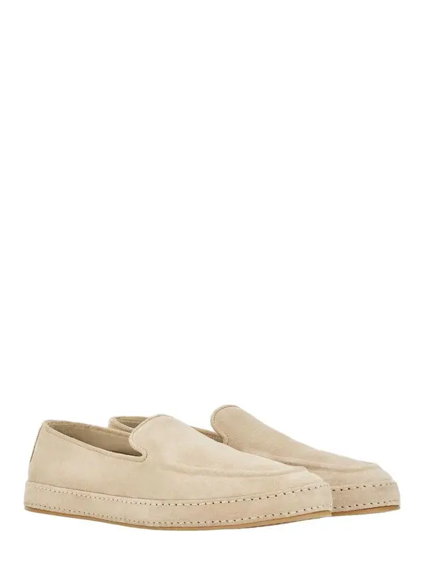 Canali Unlined Suede Loafers - Beige