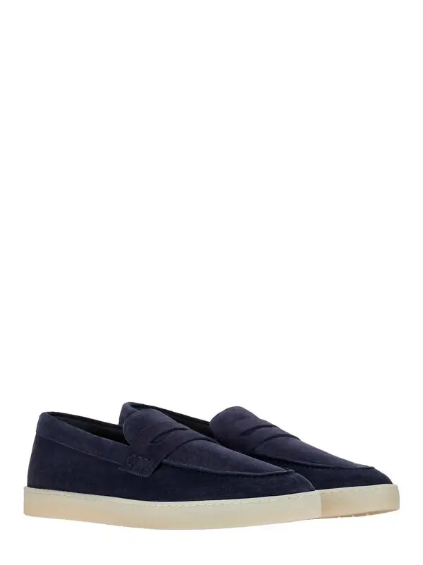 Canali Suede Penny Loafers - Blue