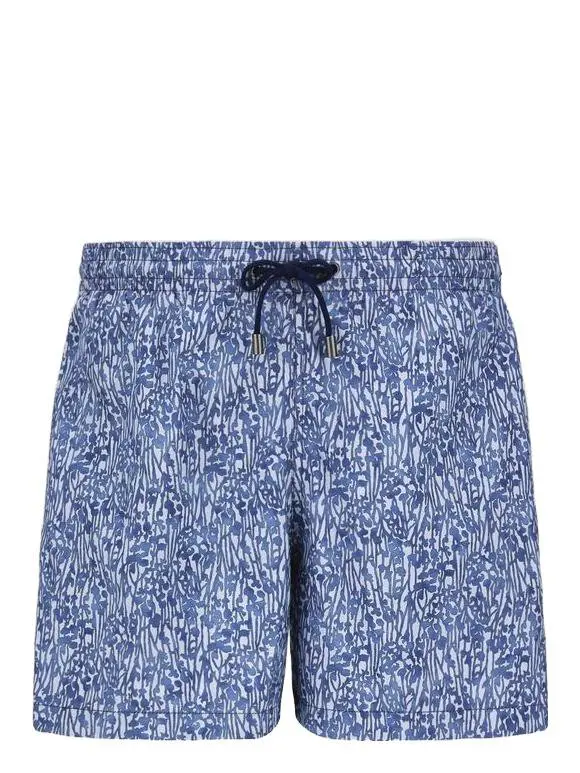 Canali Printed Fabric Effect Boxer Shorts - Blue