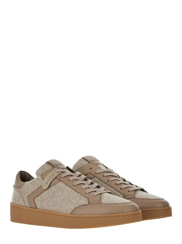Canali Nuvola Wool And Sheepskin Derby Sneakers - Beige