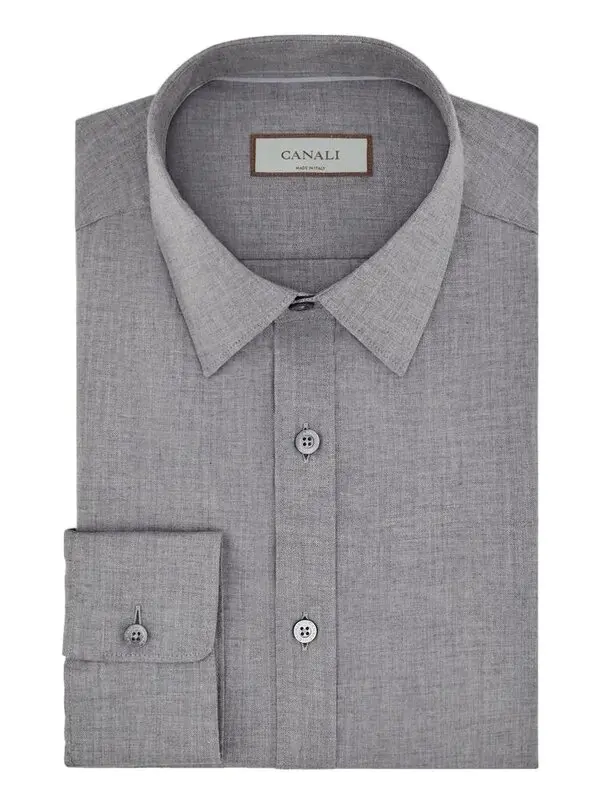 Canali Casual Regular Fit Micro-structured Cotton Shirt - Grey