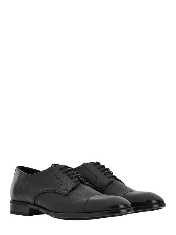Canali Deerskin Cap-toe Derby - Black