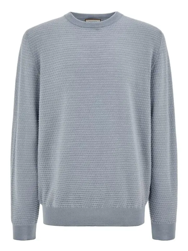 Canali Pure Jacquard Wool Crew Neck - Grey