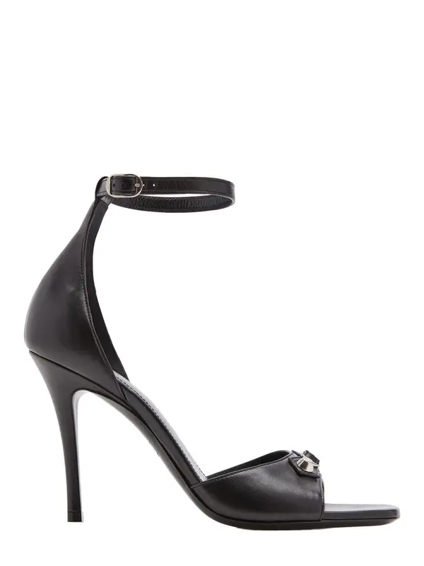 Balenciaga City Heeled Leather Sandals - Black