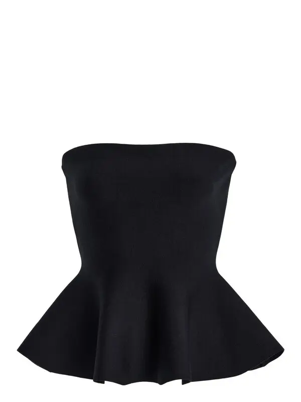 HIGH SPORT Eric Wool Peplum Top - Black