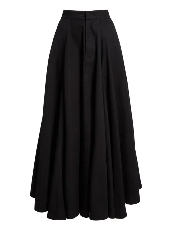 Balenciaga Godet Cotton Maxi Skirt - Black