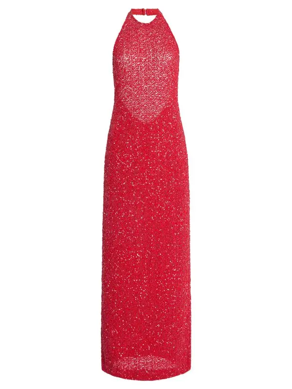 Tove Colette Sequined Knit Midi Dress - Red