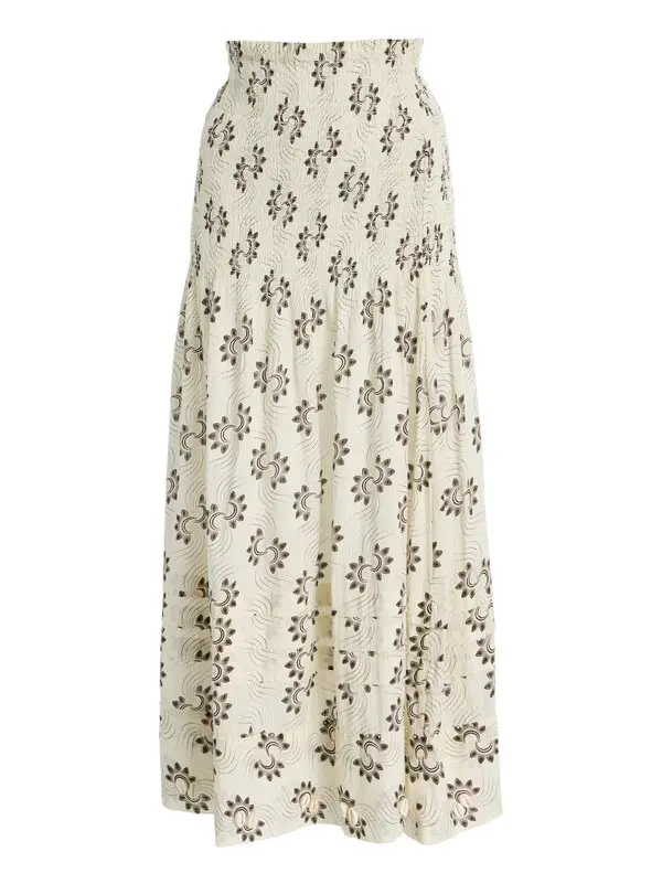 ILIO NEMA Printed Cotton-voile Maxi Skirt - White