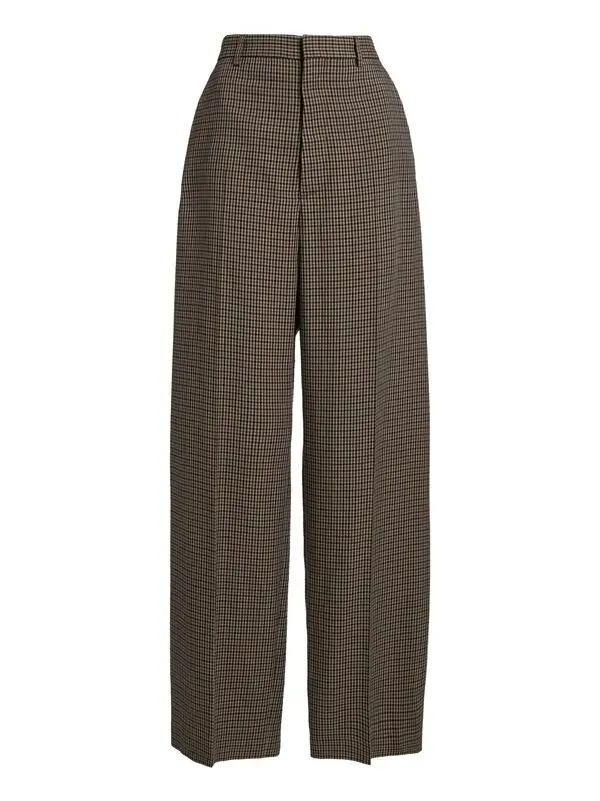 Balenciaga Tailored Check Wide-leg Trousers - Brown