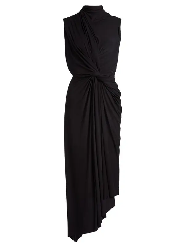 Balenciaga Draped Asymmetrical Jersey Dress - Black