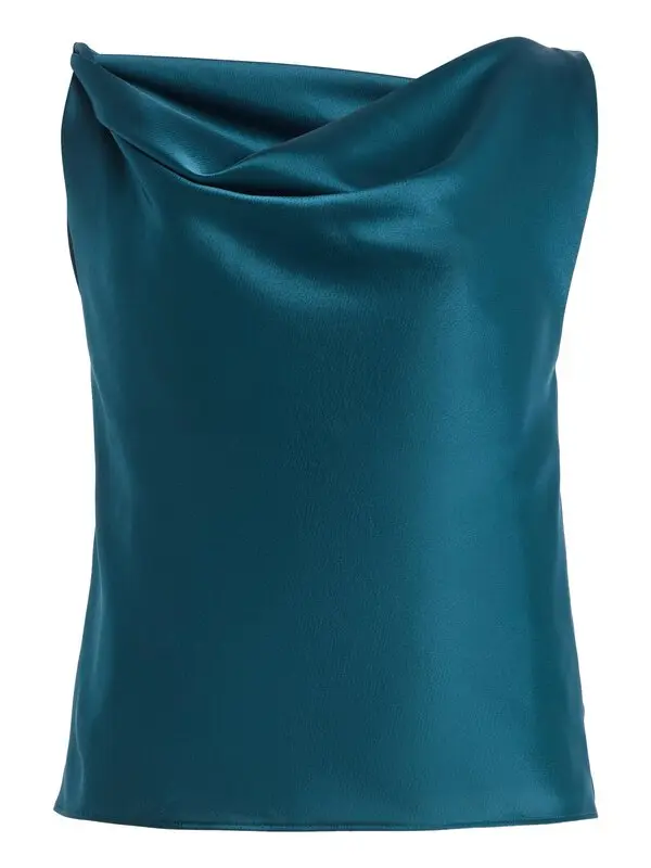 LESET Barb Sleeveless Satin Shell - Blue