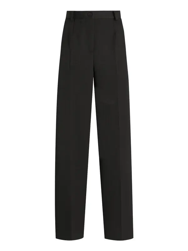 Dolce & Gabbana Wool Gabardine Wide Leg Trousers - Black