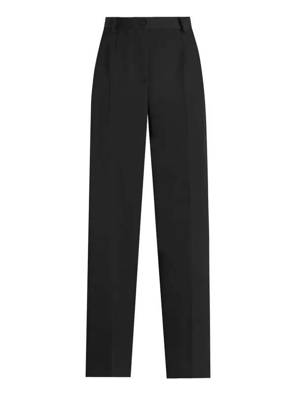 Dolce & Gabbana Wool Gabardine Wide Leg Trousers - Black