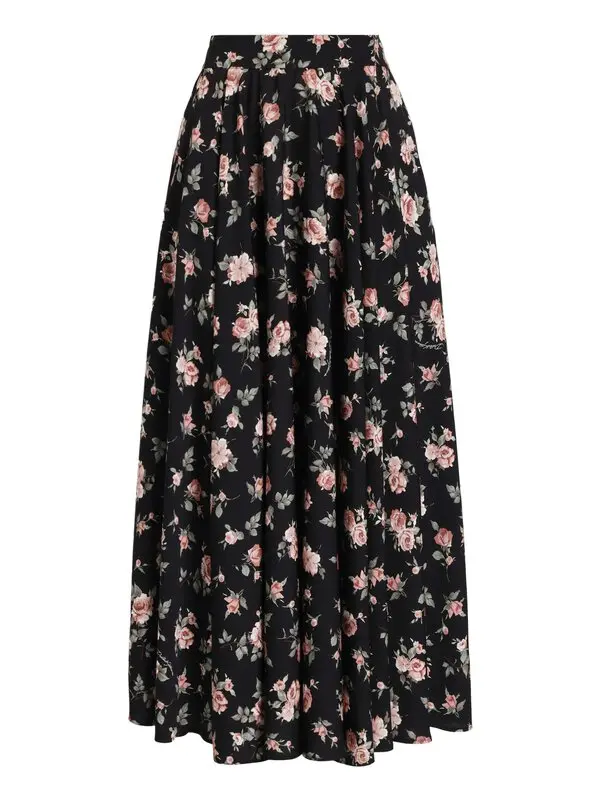 Dolce & Gabbana Roses-print Charmeuse Circle Skirt - Multicolor