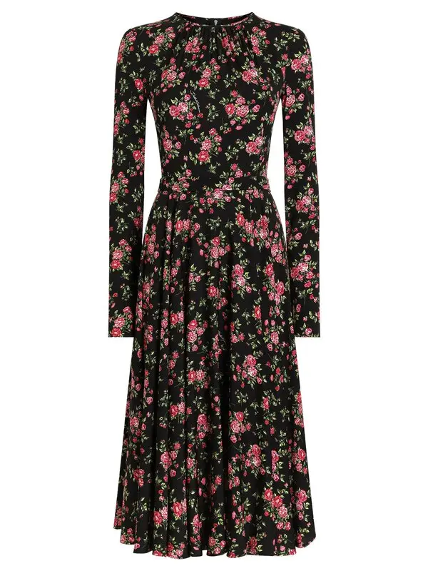 Dolce & Gabbana Rose Bouquets-print Charmeuse Dress - Multicolor