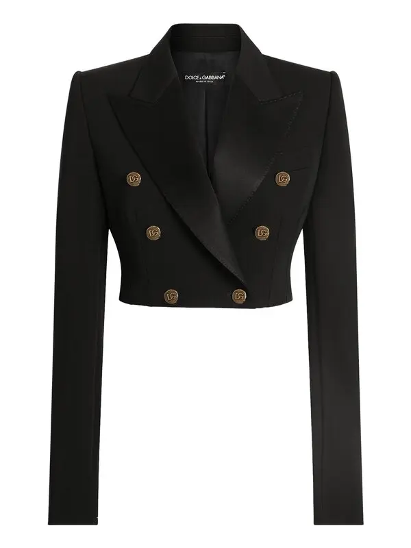 Dolce & Gabbana Double-breasted Wool Gabardine Jacket - Black