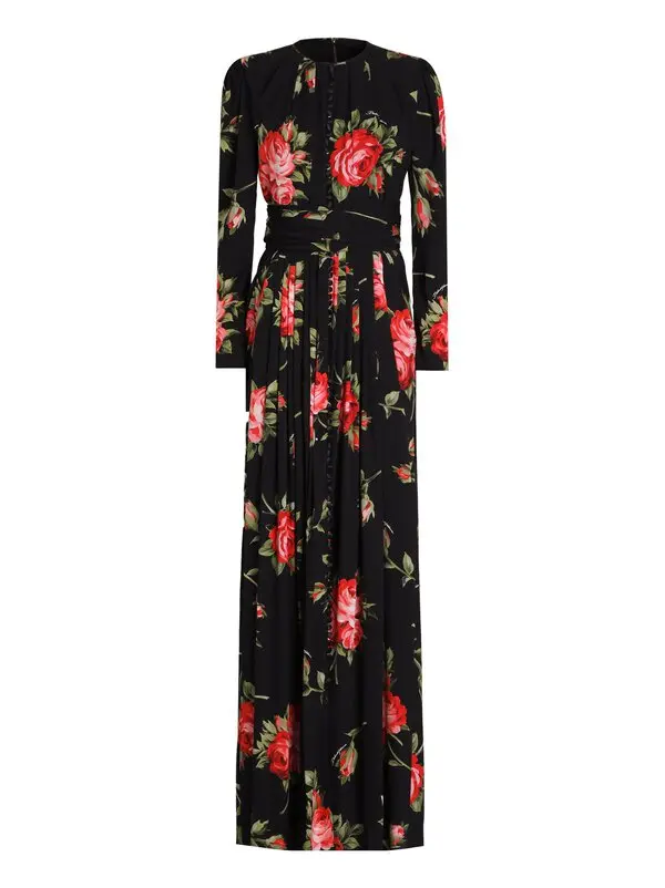 Dolce & Gabbana Rose Bouquet-print Crêpe Dress - Multicolor