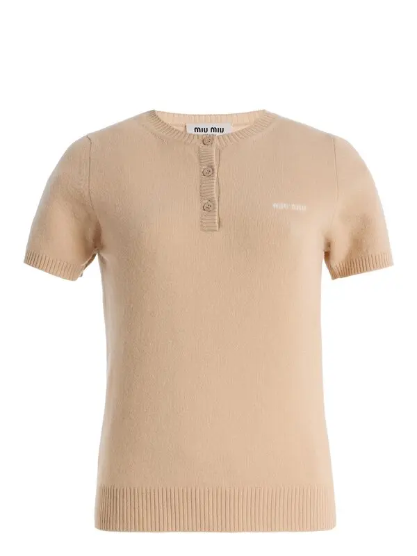 Miu Miu Cashmere Crewneck Top - Neutral