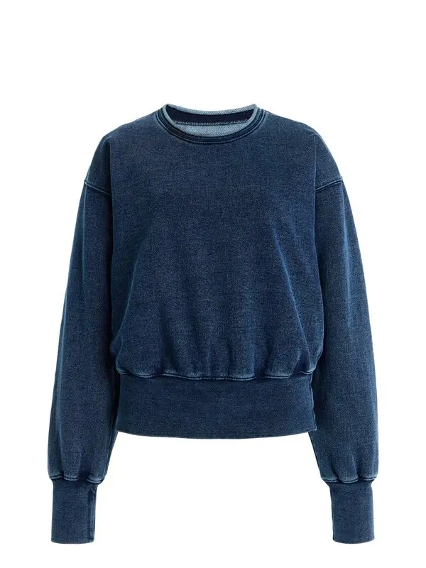 LES TIEN Britney Roll-neck Cotton Sweatshirt - Blue