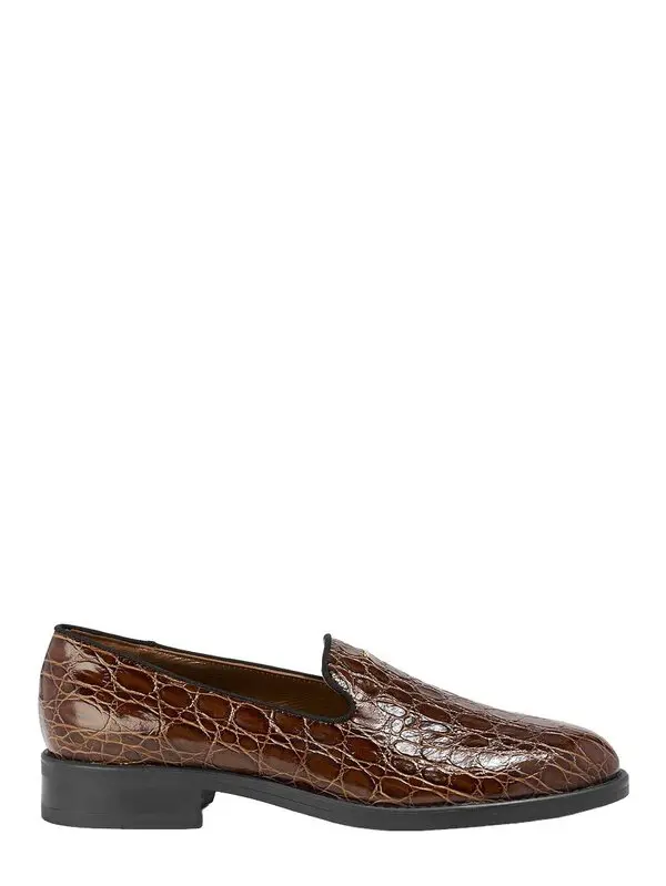 GIUSEPPE ZANOTTI Dories Croc-effect Leather Loafers - Brown