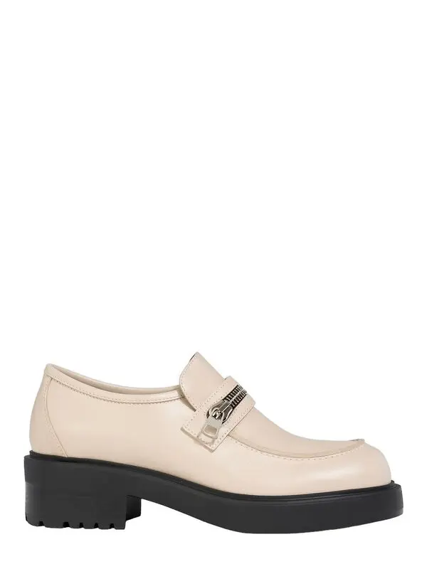 GIUSEPPE ZANOTTI Murphie Zip-detailed Leather Loafers - Cream