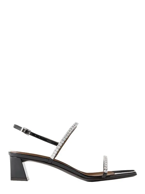 GIUSEPPE ZANOTTI Valentine Crystal 45 Embellished Leather Slingback Sandals - Black