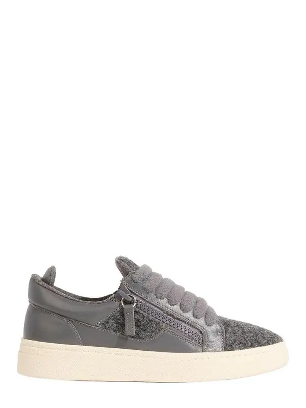 GIUSEPPE ZANOTTI Brushed Felt And Leather Sneakers - Gray