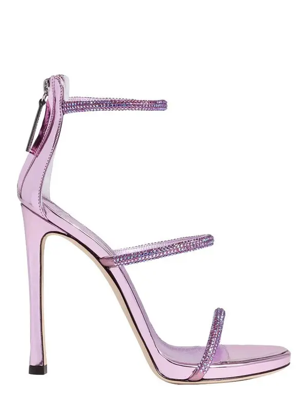 GIUSEPPE ZANOTTI Harmony Crystal-embellished Lamé Sandals - Lilac
