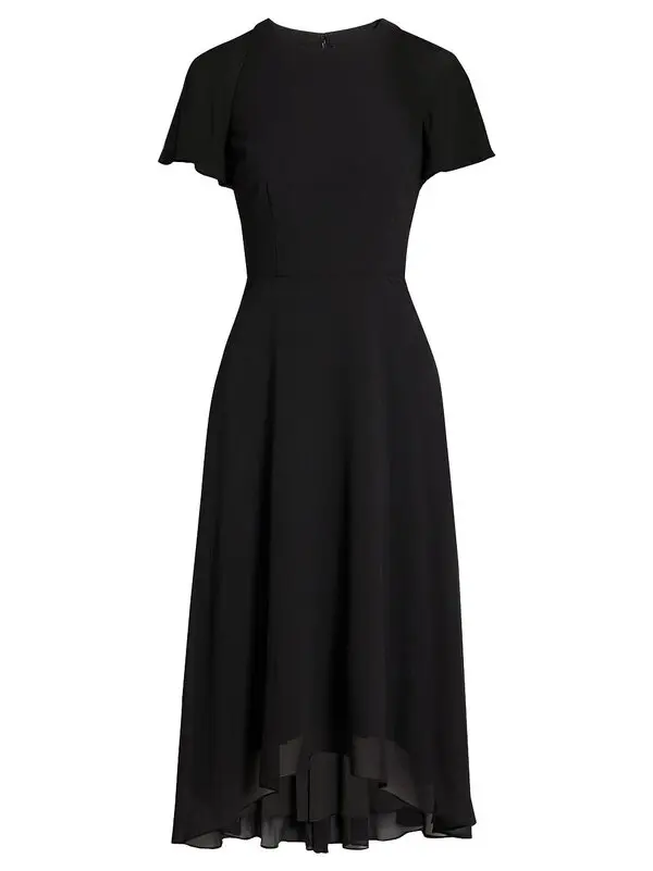 MIKAEL AGHAL Ruffled Chiffon Midi Dress - Black