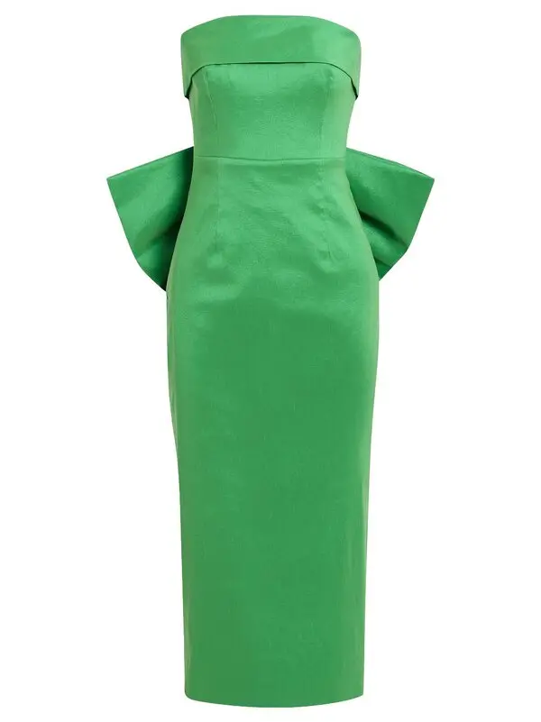 Rachel Gilbert Birdie Strapless Bow-detailed Shantung Midi Dress - Green
