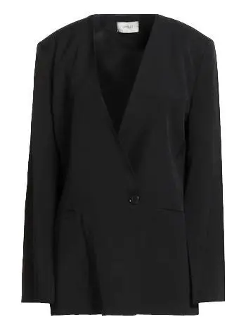 VICOLO Double-breasted Crepe Blazer - Black