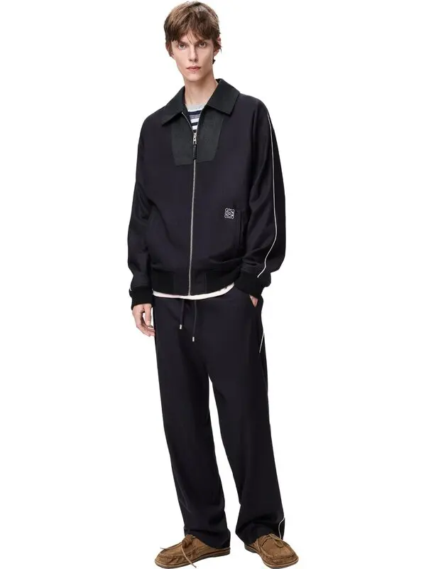 Loewe Track Jacket In Wool - Navy/grey