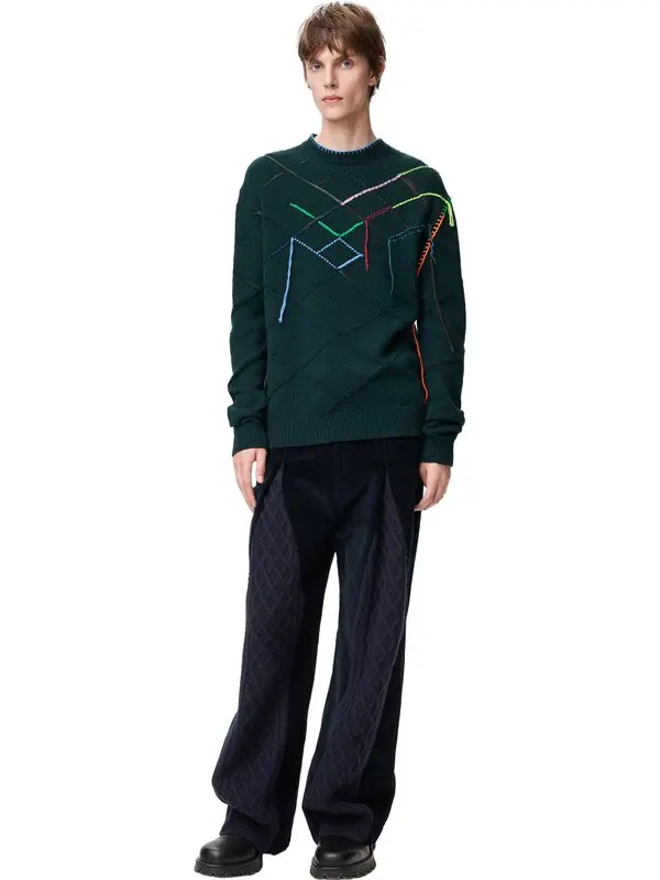 Loewe Wool Sweater - Dark Green/multicolour