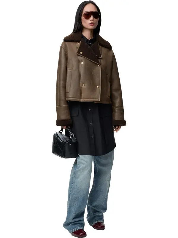Loewe Jacket In Shearling - Sage