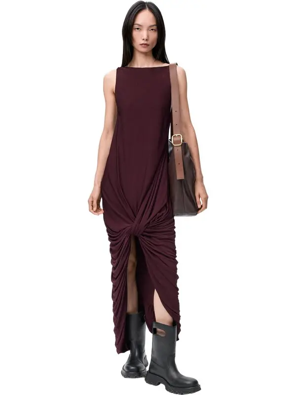 Loewe Dress In Viscose - Burgundy