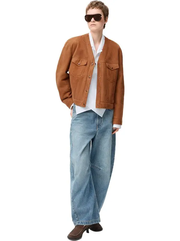 Loewe Cardigan In Shearling - Toffee