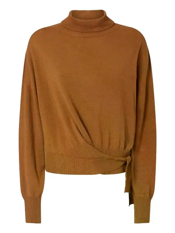 Pinko Tie-detail Roll-neck Top - Brown