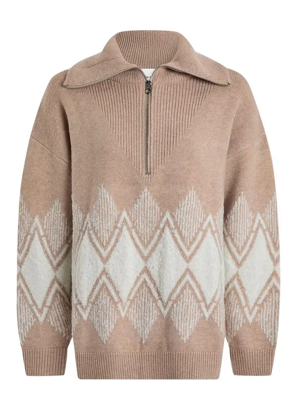 Varley Betty Jacquard Half-zip Sweater - Light Taup