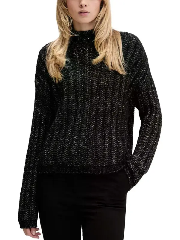 Hugo Textured Knit Turtleneck Sweater - Black