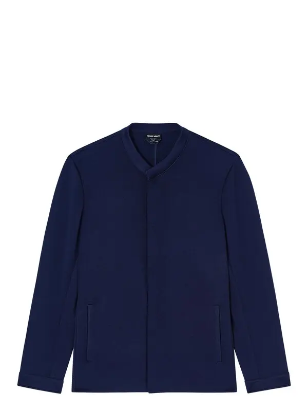 Giorgio Armani Cashmere Double Jersey Shirt Jacket - Navy_blue