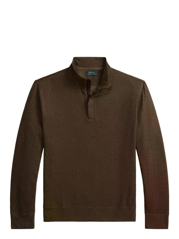 Ralph Lauren Herringbone Half Zip Sweater - Brown