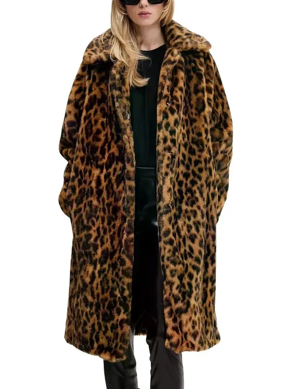 Hugo Animal-pattern Faux-fur Coat - Brown
