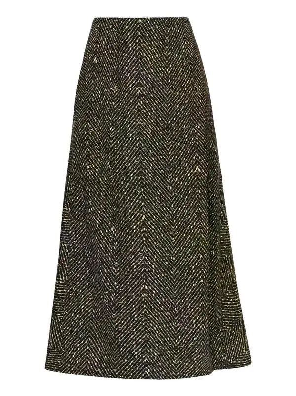 Oscar De La Renta Wool Midi Skirt - Black