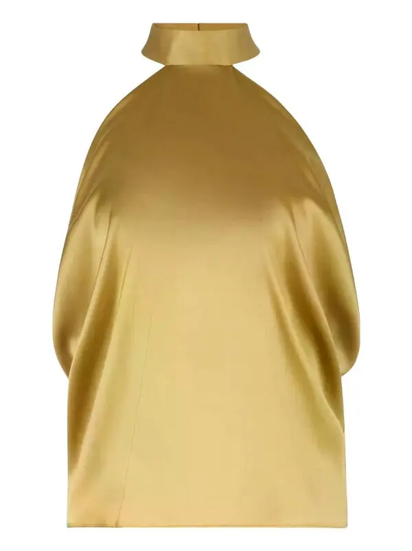 Nina Ricci Halterneck Satin Blouse - Gold