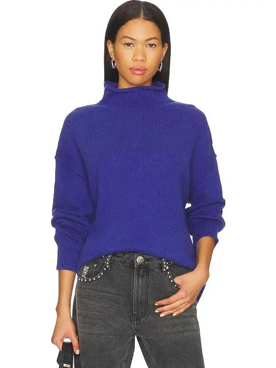 Free People X We The Free Torres Rolls Neck Sweater - Skipper Blue