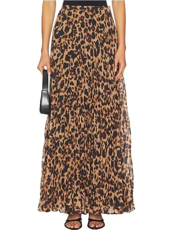 L'Agence Torin Pleated Maxi Skirt - Leopard